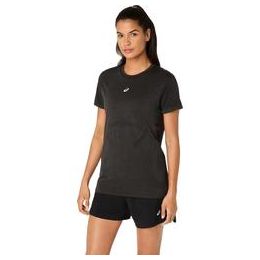 Laufshirt asics "ROAD SEAMLESS SS TOP", Damen, Gr. XS, performance schwarz, graphite grau, Obermaterial: 65% Polyamid, 35% Polyester, Shirts Laufshirt, nahtlose Strickkonstruktion, mit kurzen &Auml;rmeln, mit Daumenl&ouml;chern