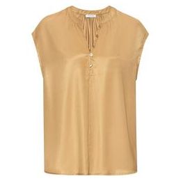 Satinbluse Lascana, Damen, Gr. 36, goldfarben, Satin, Obermaterial: 100% Polyester, unifarben, figurumspielend h&uuml;ftlang, V-Ausschnitt, Blusen, mit kurzen &Auml;rmeln, Bluse mit halber Knopfleiste, festlich-elegant