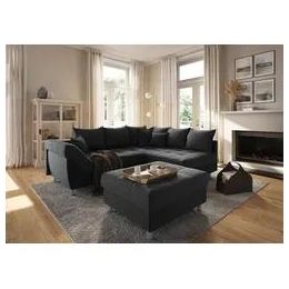 Ecksofa Collection AB "Innsbruck L-Form, B: 247 cm", schwarz, B:247cm H:87cm T:189cm, Microfaser PRIMABELLE (100% Polyester), Struktur (90% Polyester, 10% Polyacryl), Samtvelours (100% Polyester), Luxus-Microfaser Antiklederoptik (100% Polyester), Sofas, Ecksofa, 3 Zierkissen, Federkern