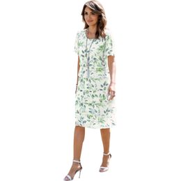 CR&Eacute;ATION L Damen Druckkleid in Georgette-Qualit&auml;t wei&szlig;-eucalyptus-bedruckt Gr&ouml;&szlig;e 36