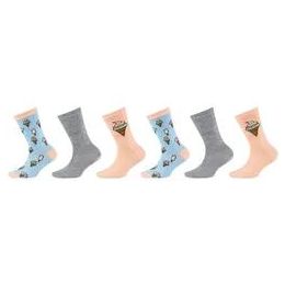 Socken s.Oliver "6er Pack", Damen, Gr. 35-38, blau (prairie sunset), 78% Baumwolle, 20% Polyamid, 2% Elasthan, gemustert, Socken Socken