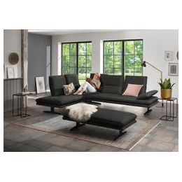 Ecksofa W.Schillig "broadway, Designsofa, toller Sitzkomfort, zeitlos, elegant, L-Form", grau (graphit z59), B:284cm H:94cm T:224cm, Longlife Xtra-Leder Z59: Glattleder mit modischer Pr&auml;gung. Hautst&auml;rke 0, 9 - 1, 1 mm, Sofas, Ecksofa, Sitztiefenverstellung, Kopfteil- & Seitenteilverstellung, Breite 284cm