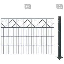 Doppelstabmattenzaun Arvotec "ESSENTIAL 80 zum Aufschrauben "Karo" mit Zierleiste", grau (anthrazit), H:80cm, Kunststoff, Stahl, Zaunelemente, Zaunh&ouml;he 80 cm, Zaunl&auml;nge 2 - 60 m