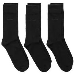 Basicsocken Gant "SOFT COTTON SOCKS 3-PACK", Herren, Gr. 40-42, schwarz, Baumwollmischung, unifarben, elastisch, Socken, mit Logodruck am Kn&ouml;chel