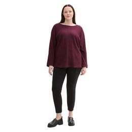 Tom Tailor sheego Gro&szlig;e Gr&ouml;&szlig;en Fledermausshirt, black berry melange, Gr&ouml;&szlig;e 44 - Damen
