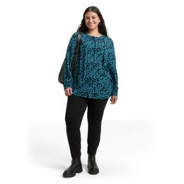 Tom Tailor sheego Gro&szlig;e Gr&ouml;&szlig;en Klassische Bluse, blue black small leo print, Gr&ouml;&szlig;e 46 - Damen