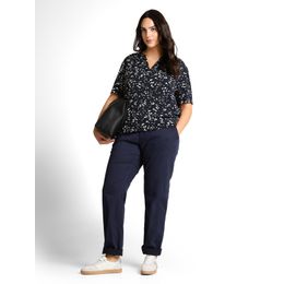 Tom Tailor sheego Gro&szlig;e Gr&ouml;&szlig;en Kurzarmbluse, navy dot, Gr&ouml;&szlig;e 44 - Damen