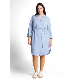 Tom Tailor sheego Gro&szlig;e Gr&ouml;&szlig;en Hemdblusenkleid, fjord blue irregular stripe, Gr&ouml;&szlig;e 46 - Damen