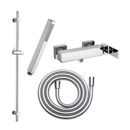 Fortis Brauseset mit Armatur, Metall-Stabhandbrause, Brausestange, Brauseschlauch, 8451100PC+50129TTPC+53162150PC+15501PC,