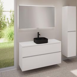 evineo ineo5 evo Unterschrank B: 120 cm mit 2 Ausz&uuml;gen, ineo7 Waschtisch B: 37,5 cm schwarz matt, mit ineo Lichtspiegel,,