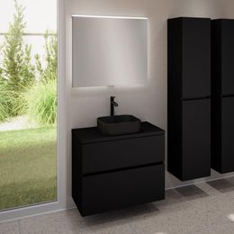 evineo ineo5 evo Unterschrank B: 80 cm mit 2 Ausz&uuml;gen, ineo7 Waschtisch B: 37,5 cm schwarz matt, mit ineo Lichtspiegel,,