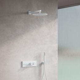 Fortis Blocco square Duschsystem mit Thermostat inkl. Grundk&ouml;rper, Kopfbrause und Brause-Set, 50712THMW#SET1,
