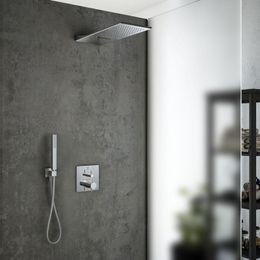 Mariner Eden coaxial Duschsystem mit Thermostat inkl. Grundk&ouml;rper, Edelstahl-Regenpaneel mit 2 Funktionen und Metall-Brauseset, EDE2803-CR#Set2,