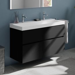 Geberit Xeno&sup2; Doppelwaschtisch, evineo ineo5 evo Unterschrank B: 120 cm, 2 Ausz&uuml;ge, mit Griffmulde,, 500550011+BE0979BM,