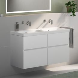 Geberit iCon Light Doppelwaschtisch, evineo ineo5 evo Unterschrank B: 120 cm, 4 Ausz&uuml;ge, mit Griffmulde,, 501838004+BE0980WH,