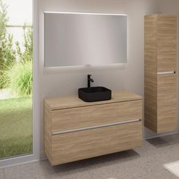 evineo ineo5 evo Unterschrank B: 120 cm mit 2 Ausz&uuml;gen, ineo7 Waschtisch B: 37,5 cm schwarz matt, mit ineo Lichtspiegel,,