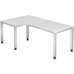 eurokraft pro Schreibtisch, Winkeltisch, Breite 2000 mm, alusilber / wei&szlig;