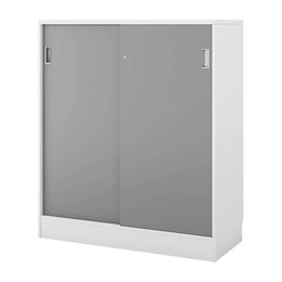 Schrank Chicago mit Schiebet&uuml;ren, HxBxT 1353 x 1215 x 400 mm, wei&szlig; / lichtgrau kaiserkraft
