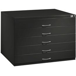 C+P Zeichnungsschrank, DIN A1, 5 Schubladen, H&ouml;he 760 mm, schwarzgrau