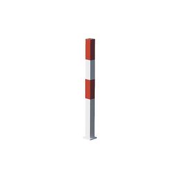 Moravia Sperrpfosten aus Stahl, zum Einbetonieren, 70 x 70 mm, rot-wei&szlig;, 2 Ketten&ouml;sen