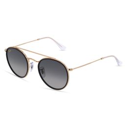Ray-Ban RB 3647N | Unisex-Sonnenbrille | Fassung: Vollrand, Rund, Metall, Gold | Glasfarbe: Grau Verlaufend