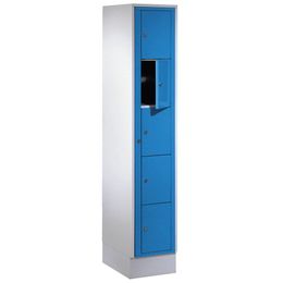 Wolf W&auml;scheausgabeschrank, HxBxT 1800 x 350 x 500 mm, 5 F&auml;cher, lichtgrau / lichtblau