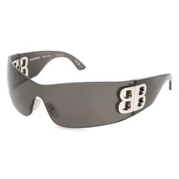 Balenciaga BB0359S | Damen-Sonnenbrille | Fassung: Vollrand, Monoscheibe, Kunststoff, Grau | Glasfarbe: Grau