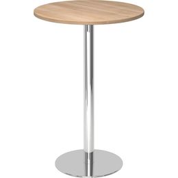 Stehtisch, &Oslash; 800 mm, 1116 mm hoch, Gestell verchromt, Platte Nussbaum-Dekor kaiserkraft