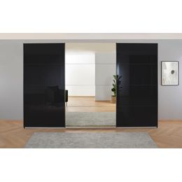 Schwebet&uuml;renschrank Rauch "Kleiderschrank Schrank Garderobe KOLUNA mit Glast&uuml;ren und Spiegel", graumetallic, glas basalt, B:360cm H:210cm T:62cm, Holzwerkstoff, Schr&auml;nke, Schwebet&uuml;renschrank, Breiten 203/271/315/360 cm H&ouml;hen 210/229 cm MADE IN GERMANY
