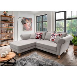 Ecksofa Home Affaire "Tassilo Mega Polsterecke mit Kaltschaum im Sitz, bequem, L-Form", grau, B:262cm H:95cm T:198cm, 100% Polyester, Sofas, Ecksofa, hoher Sitzkomfort, Breite 262cm, Komfortsitzh&ouml;he 48cm, zeitlos elegant