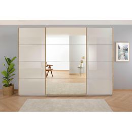 Schwebet&uuml;renschrank Rauch "Kleiderschrank Schrank Garderobe KOLUNA mit Glast&uuml;ren und Spiegel", eiche artisan, glas beige (champagner), B:315cm H:229cm T:62cm, Holzwerkstoff, Schr&auml;nke, Schwebet&uuml;renschrank, Breiten 203/271/315/360 cm H&ouml;hen 210/229 cm MADE IN GERMANY