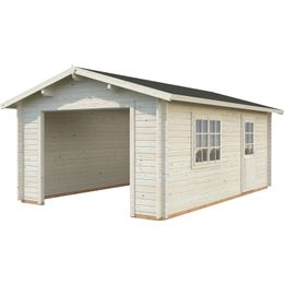 Garage Palmako "Irene/Roger", beige (naturbelassen), Massivholz, Garagen, BxTxH: 426x598x276 cm, ohne Tor, naturbelassen