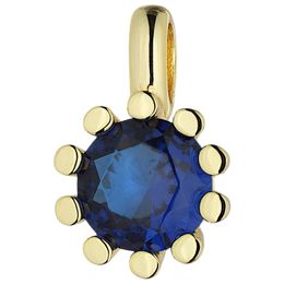 Kettenanh&auml;nger Jobo "Farbstein-Anh&auml;nger blau 14 mm", vergoldet, blau, Schmuckanh&auml;nger, Damen, Silber 925 (Sterlingsilber), Kettenanh&auml;nger, 925 Silber rhodiniert oder vergoldet