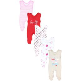 Strampler TUPTAM "Strampler Baby Strampler mit Aufdruck Spruch 5er Pack", Jungen, Gr. 50, N-Gr, lila (flamingo regenbogen m&auml;dchen), Obermaterial: 100% Baumwolle CO., Overalls