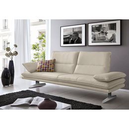 2,5-Sitzer W.Schillig "broadway Designsofa mit hohem Sitzkomfort", grau (eisgrau z59), B:236cm H:94cm T:96cm, Longlife Xtra-Leder Z59: Glattleder mit modischer Pr&auml;gung. Hautst&auml;rke 0, 9 - 1, 1 mm, Sofas, Sitztiefenverstellung, Kopfteil- & Seitenteilverstellung, Breite 236cm
