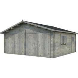 Garage Palmako "Roger", grau, Massivholz, Garagen, BxTxH: 629x565x310 cm, mit Holztor, grau