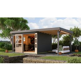 Gartenhaus Konifera "Pinaki 6", terragrau, ohne Fu&szlig;boden, ohne Dacheindeckung, Massivholz, Gartenh&auml;user, Gartenhaus, inkl. Anbaudach