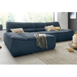 Ecksofa DOMO collection "Cesena moderne Polsterecke mit flachen Armlehnen, L-Form", blau (dunkelblau), B:288cm H:81cm T:175cm, Sofas, Ecksofa, fester Sitzkomfort, frei im Raum stellbar