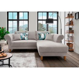 Ecksofa Home Affaire "Tassilo Mega Polsterecke mit Kaltschaum im Sitz, bequem, L-Form", grau (hellgrau), B:262cm H:95cm T:198cm, 100% Polyester, Sofas, Ecksofa, hoher Sitzkomfort, Breite 262cm, Komfortsitzh&ouml;he 48cm, zeitlos elegant