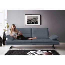 2,5-Sitzer W.Schillig "broadway, Designsofa mit tollem Sitzkomfort", blau (blau z69), B:236cm H:94cm T:96cm, Longlife Xtra-Leder Z69: Das feinnarbige, gedeckte Softleder Z69 besticht durch seine au&szlig;ergew&ouml;hnliche Weichheit im trendigen &raquo;Vintage-Look&laquo;, Hautst&auml;rke 0, 9 - 1, 1 mm, Sofas, Sitztiefenverstellung, Kopfteil- & Seitenteilverstellung, Breite 216cm