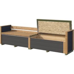 Sitztruhe Weka "optionale Erweiterung f&uuml;r Gartenhaus Killarney", anthrazit, eiche hell, B:50cm H:63cm T:235cm, Massivholz, Sitzb&auml;nke, verschiedene Farben und Gr&ouml;&szlig;en