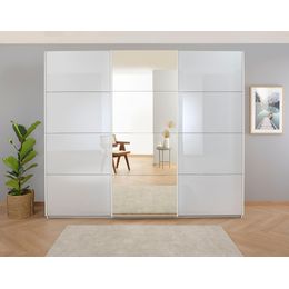 Schwebet&uuml;renschrank Rauch "Kleiderschrank Schrank Garderobe KOLUNA mit Glast&uuml;ren und Spiegel", alpinwei&szlig;, glas kristallwei&szlig;, B:271cm H:210cm T:62cm, Holzwerkstoff, Schr&auml;nke, Schwebet&uuml;renschrank, Breiten 203/271/315/360 cm H&ouml;hen 210/229 cm MADE IN GERMANY