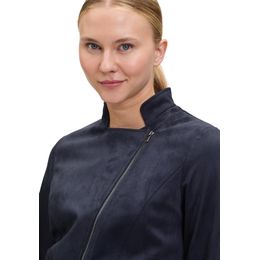 Jackenblazer Vera Mont "Damen mit Rei&szlig;verschluss", Damen, Gr. 34, blau (night sky), Cr&ecirc;pe, Obermaterial: 87% Polyester, 13% Elasthan; Futter: 100% Polyester, figurbetont kurz, asymmetrischer Ausschnitt, Blazer, Rei&szlig;verschluss