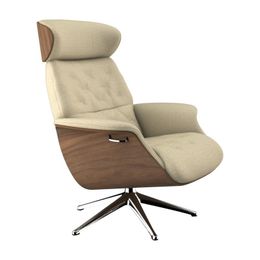 Relaxsessel FLEXLUX "Volden Fernsehsessel, verstellbarer R&uuml;cken- & Kopfst&uuml;tze, drehbar", beige (sandy beige), B:83cm H:112cm T:125cm, 100% Polyester, Sessel, Relaxsessel, Airchannels, robuster Alu Fu&szlig;, hervorragender Komfort, Holzrahmen
