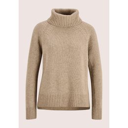 Madeleine Mode Longpullover MADELEINE "Strickpullover Schlichter Kaschmirpullover mit Rollkragen", Damen, Gr. 44/46, beige (cappuccino, melange), Obermaterial: 45% Wolle mw. 30% Kaschmir WS. 15% Viskose CV. 10% Polyamid PA., Modern, Rollkragen, Pullover Longpullover, Hochwertiger Glattstrick