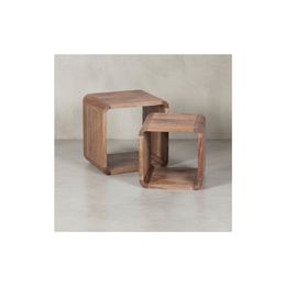 KADIMA DESIGN Moderne Akazie Satztische 2er Set, Massivholz - Vielseitig & Handgefertigt