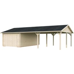 Garage Palmako "Roger, mit Holztor", natur, H:316cm, Massivholz, Garagen, BxTxH: 1006x619x316 cm