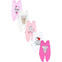 Strampler TUPTAM "Strampler Baby Strampler mit Aufdruck Spruch 5er Pack", Jungen, Gr. 62, N-Gr, beige (i love mum dad wei&szlig; katze maus rosa b&auml;r ecru), Obermaterial: 100% Baumwolle CO., Overalls