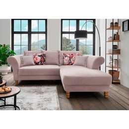 Ecksofa Home Affaire "Tassilo Mega Polsterecke mit Kaltschaum im Sitz, bequem, L-Form", rosa (flamingo), B:262cm H:95cm T:198cm, 100% Polyester, Sofas, Ecksofa, hoher Sitzkomfort, Breite 262cm, Komfortsitzh&ouml;he 48cm, zeitlos elegant