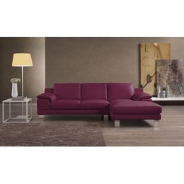 Ecksofa Egoitaliano "Shakira, Design & Sitzkomfort auf hohem Niveau, Breite 236cm, L-Form", lila (violett), B:236cm H:84cm T:152cm, Leder NUVOLE (Echtes Rindsleder). Halbnat&uuml;rliches, halbnarbiges Rindsleder mit einer nat&uuml;rlichen K&ouml;rnung von 1, 2 bis 1, 4 mm. Dieses Leder hat eine weiche, wachsartige Haptik mit mattem Aussehen und einem Wolkeneffekt. Es handelt sich um ein Naturleder, das die urspr